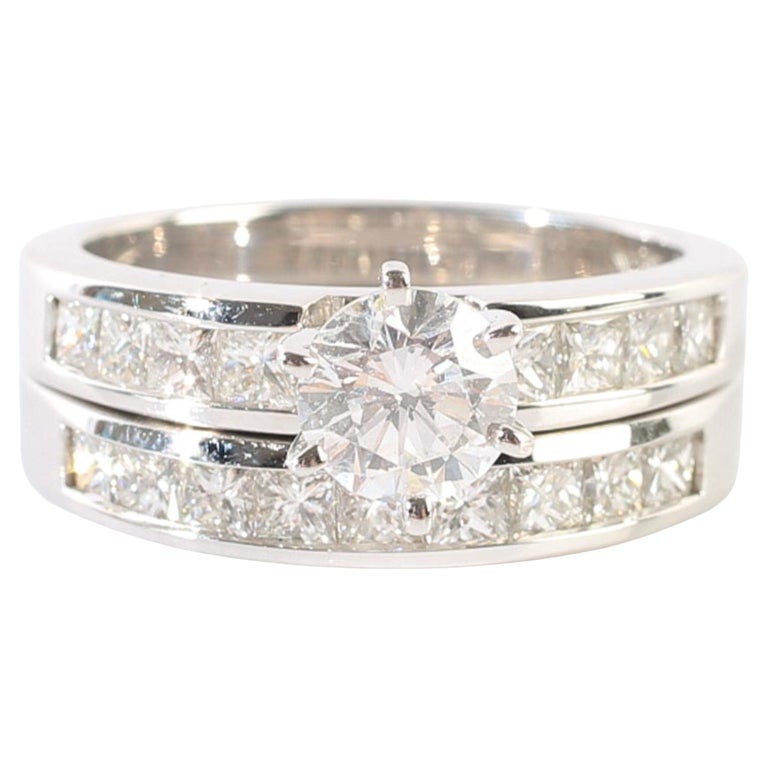Customizable Round Cut Diamonds Engagement Ring Set Full Eternity