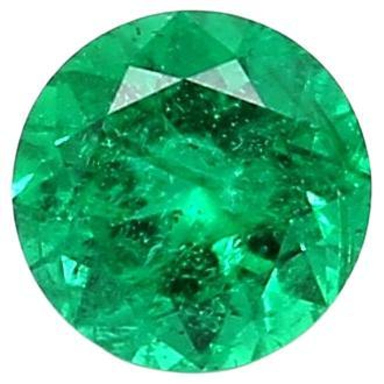 Round Cut Emerald Natural Loose Gemstone 0.45 Carat ICL Certified For ...