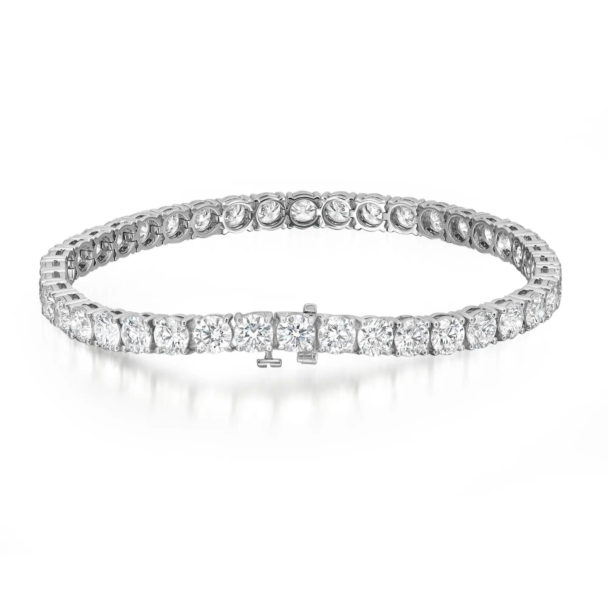 Round Cut Lab Grown Diamond Tennis Bracelet 14k White Gold 10 11ctw 7