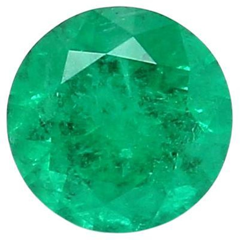 Round Cut Natural Emerald Loose Gemstone 0.91 Carat For Sale at 1stDibs