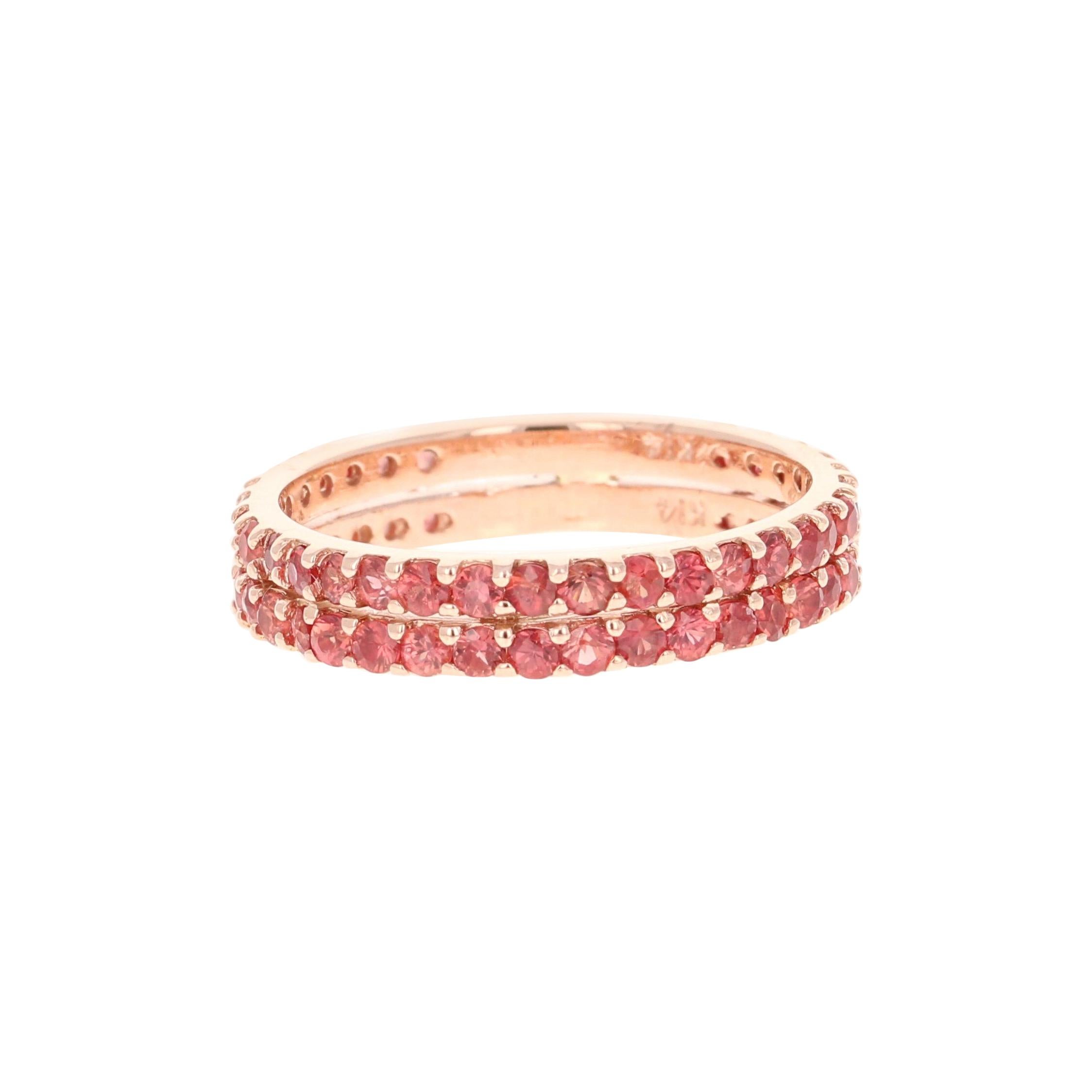 Pink Sapphire Round Cut Band 14 Karat White Gold For Sale At 1stDibs