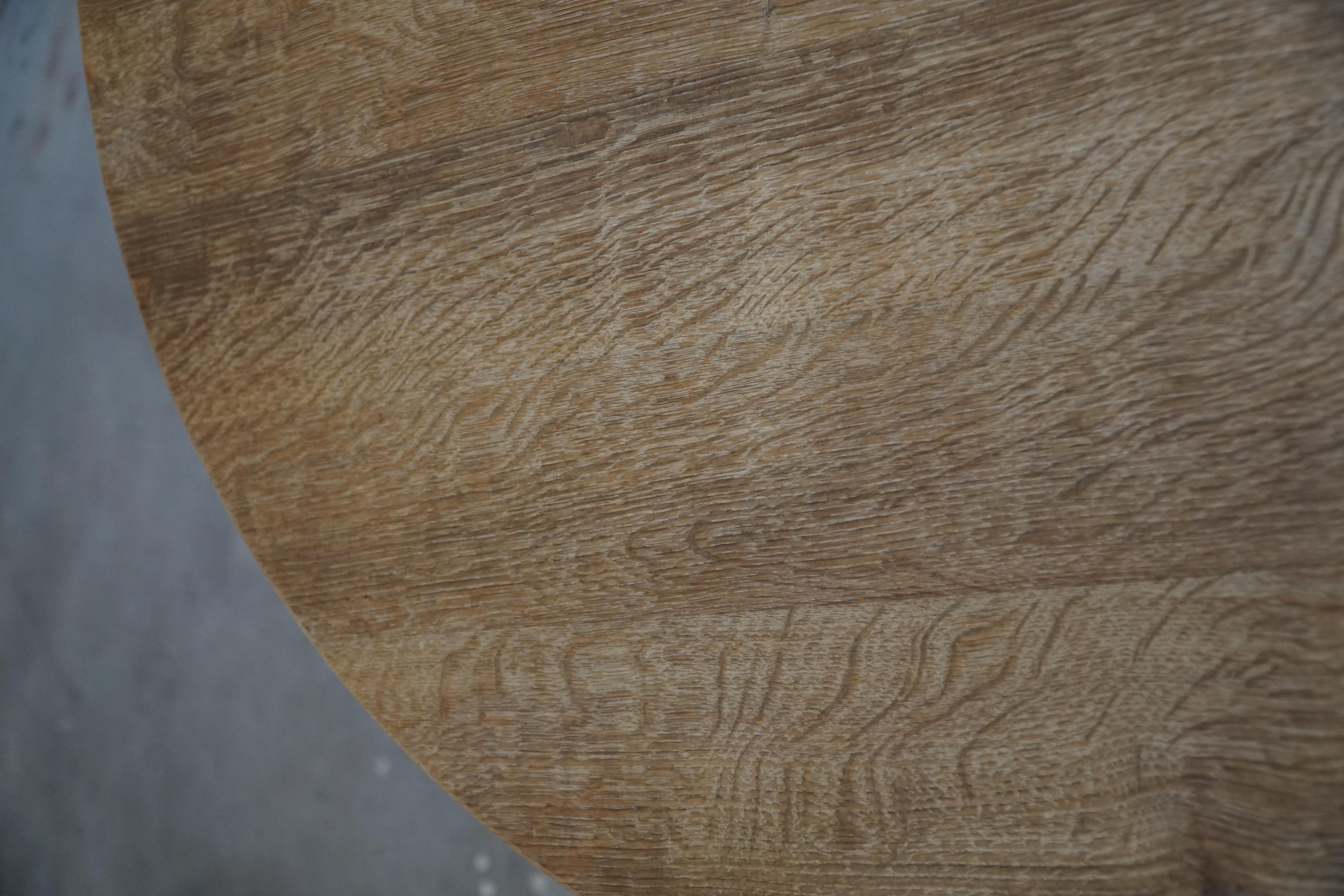 Round Danish Midcentury Dining Table in Solid Oak with Two Extensions ...