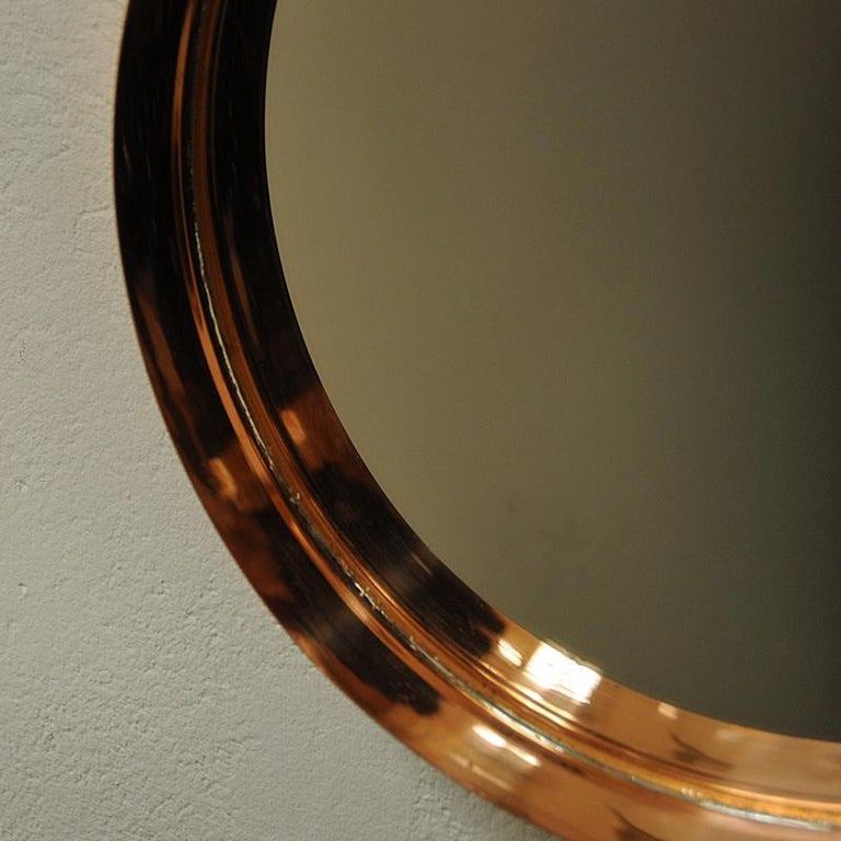 Round Decorative Mirror with Copper Frame, Scandinavian at 1stDibs ...