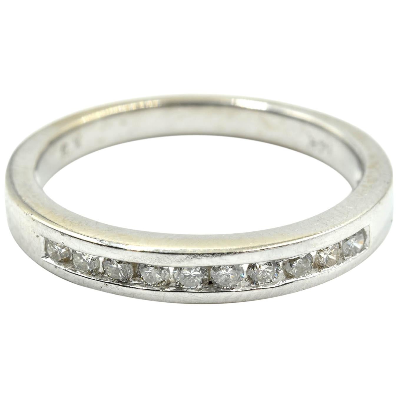 Round Diamond Band 14 Karat White Gold at 1stDibs