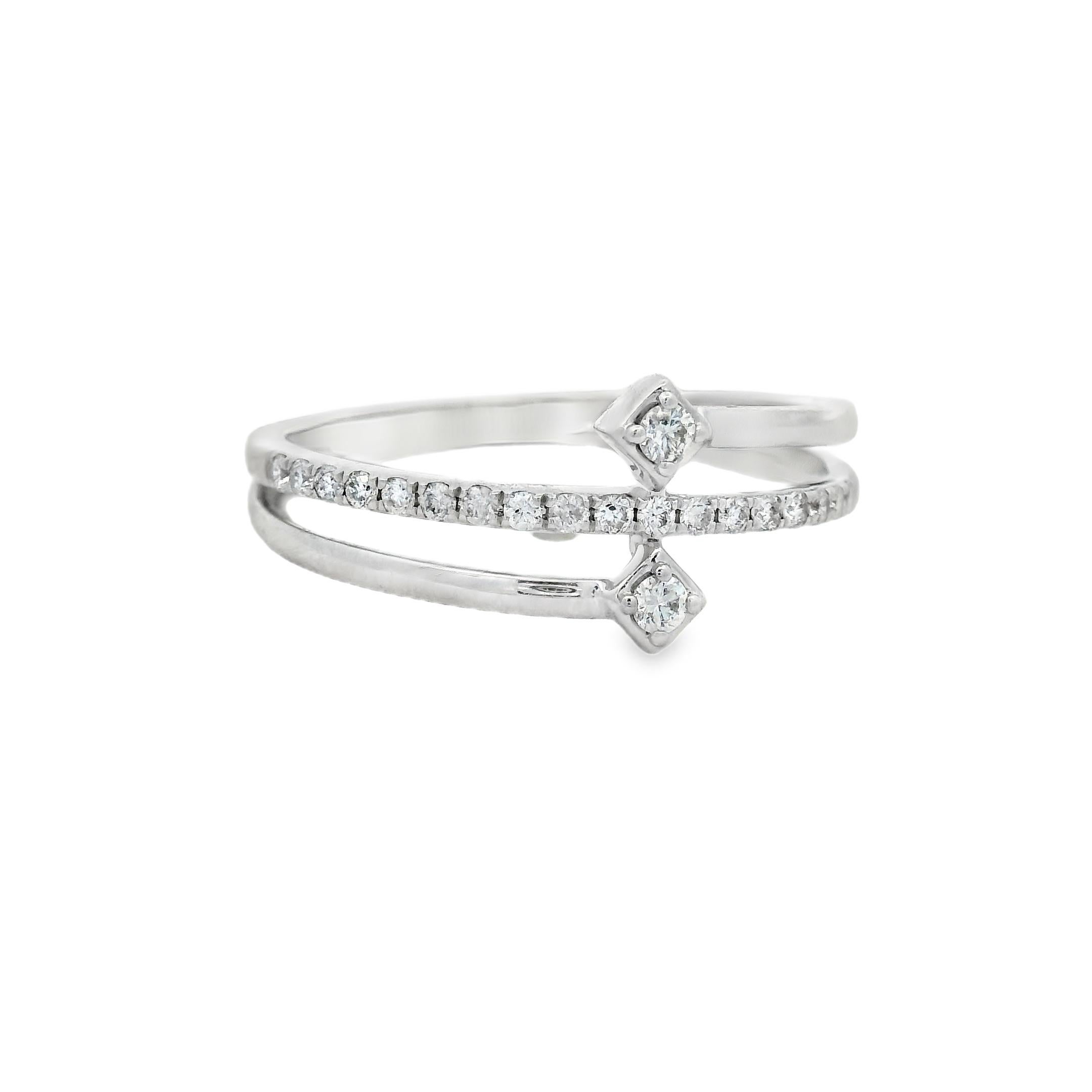 Round Diamond Band Ring with 0.18 Carat Total Weight in 14K White Gold ...