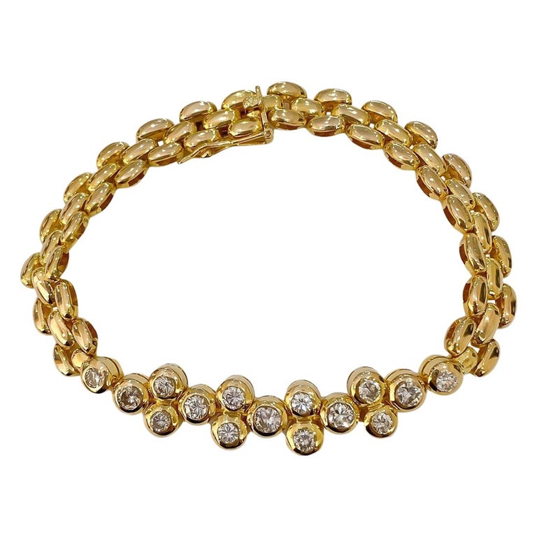 Round Diamond Bezel "Bubbles" Estate Bracelet Panthere Style Link 2 ...