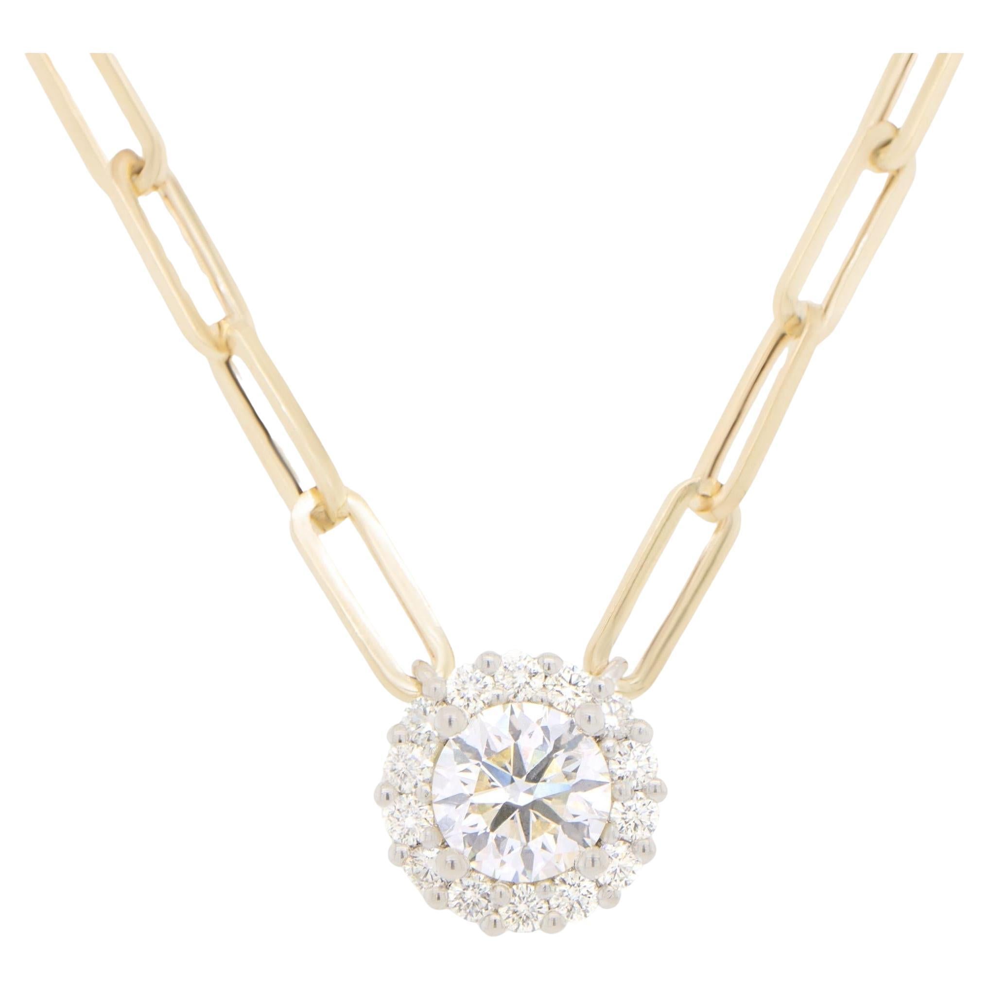 18K Gold 2 Carat Round Brilliant Diamond Floral Chain Necklace For Sale ...