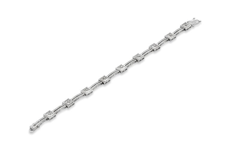 Round Diamond Double Row Rope Bracelet For Sale at 1stDibs