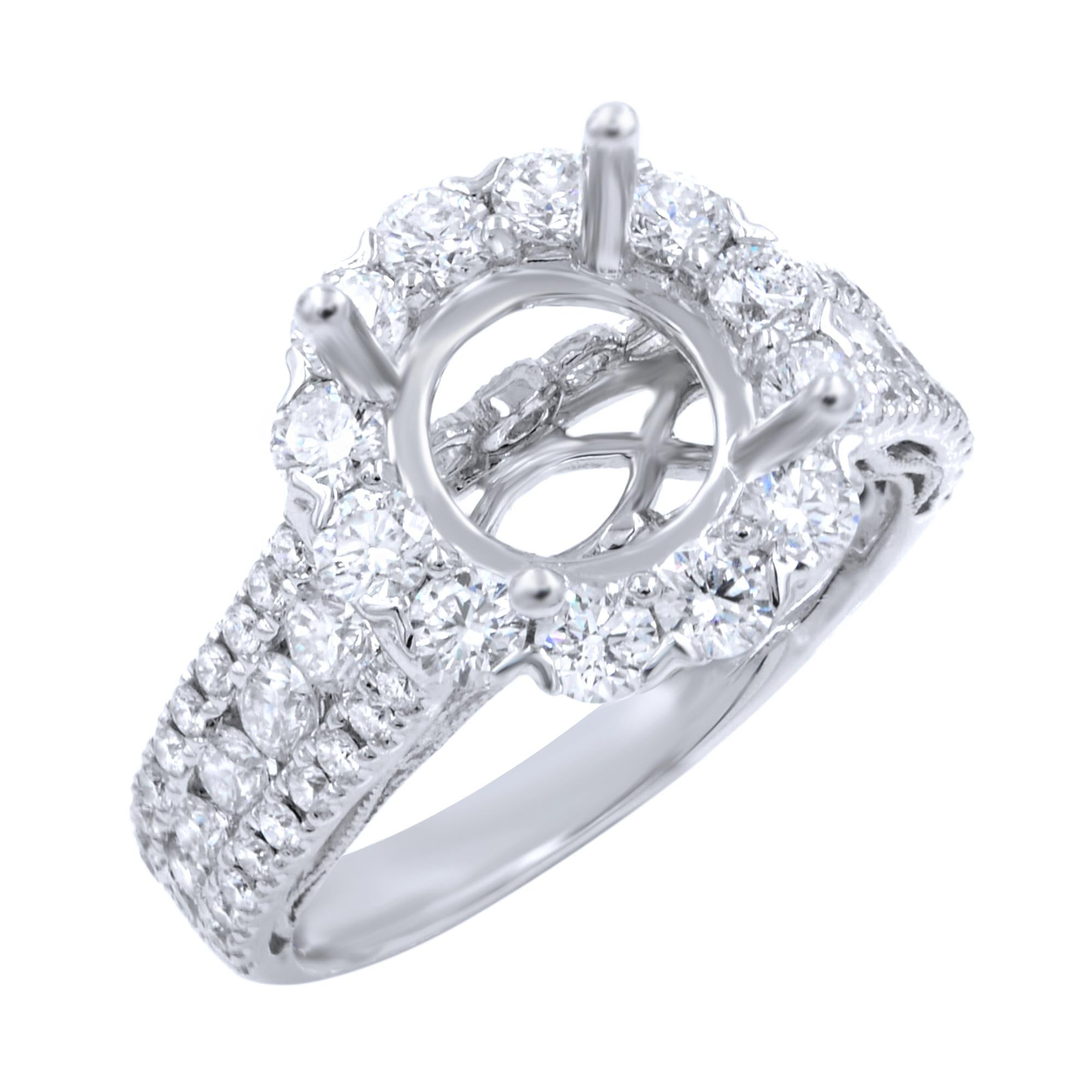 18 Karat Rose Gold 1.65 Carat Diamond Pave Ladies Ring For Sale at 1stDibs