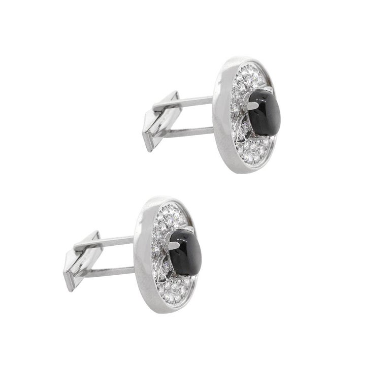 Round Diamond Hematite Gents Cufflinks For Sale at 1stDibs