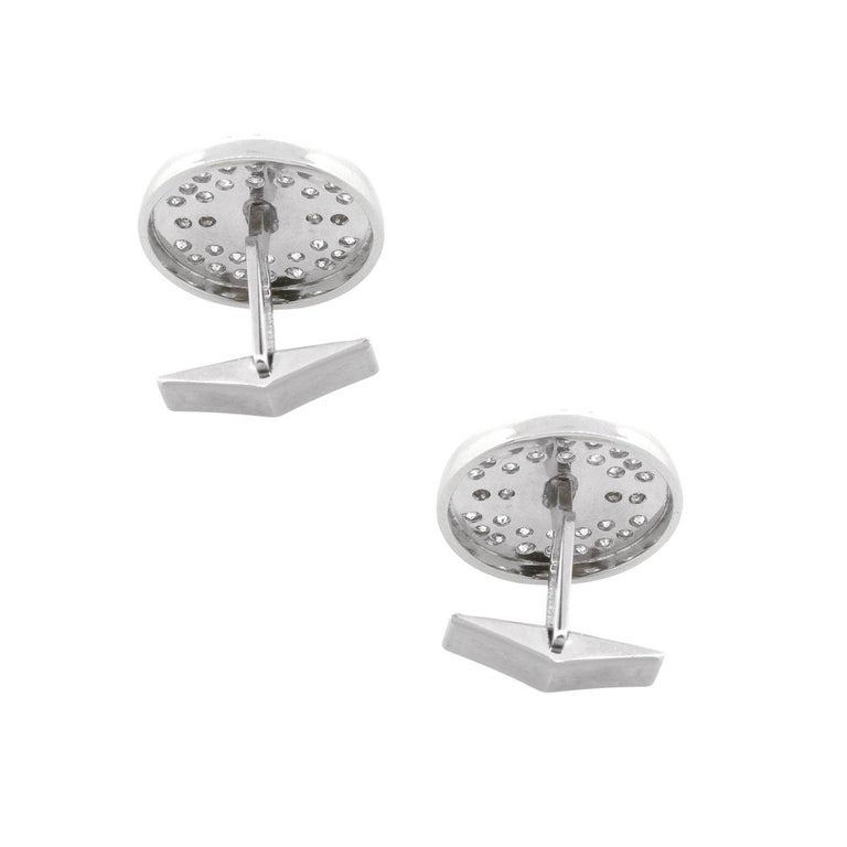 Round Diamond Hematite Gents Cufflinks For Sale at 1stDibs