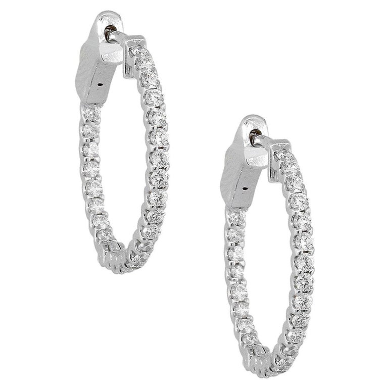 Round Diamond in and Out Hoops For Sale (Free Shipping) at 1stDibs