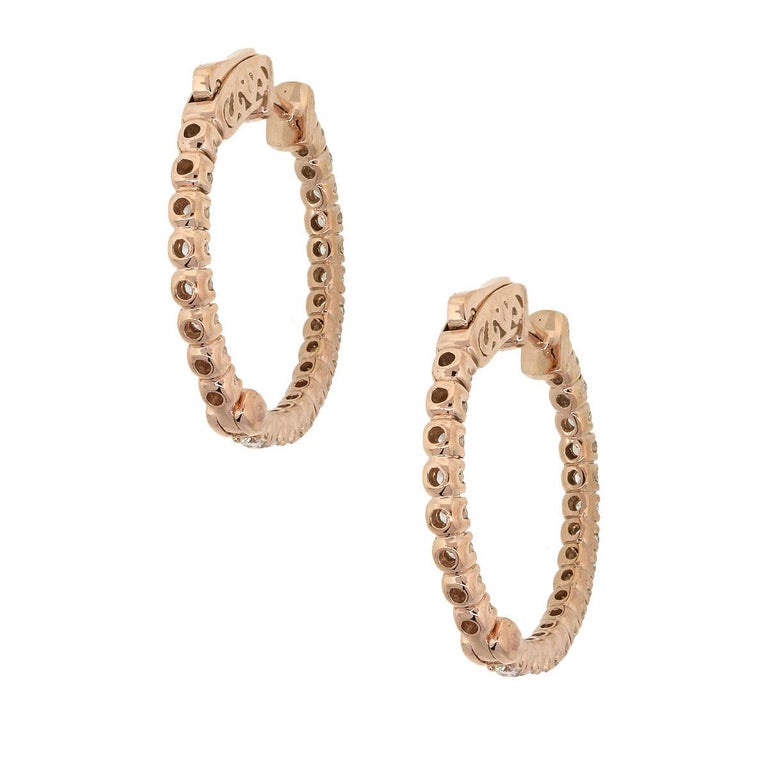 Round Diamond Inside Out Hoops For Sale at 1stDibs