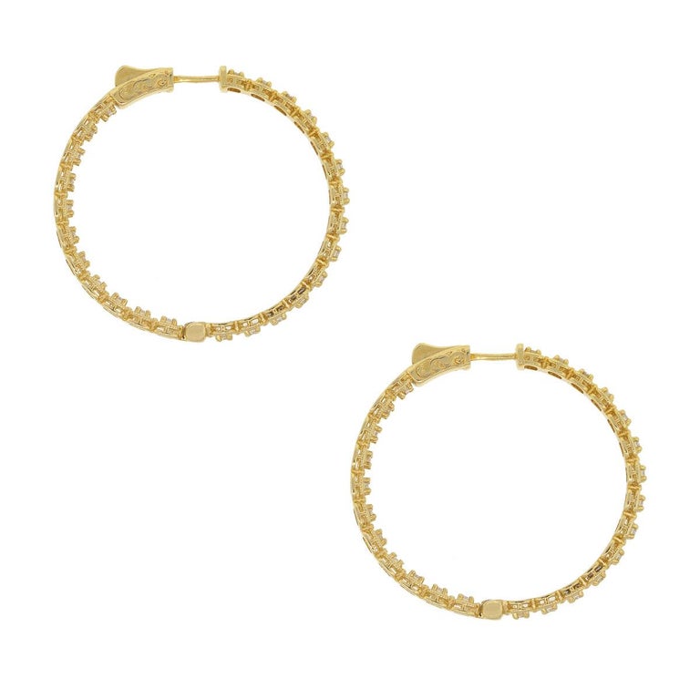 Round Diamond Inside Out Hoops For Sale at 1stDibs