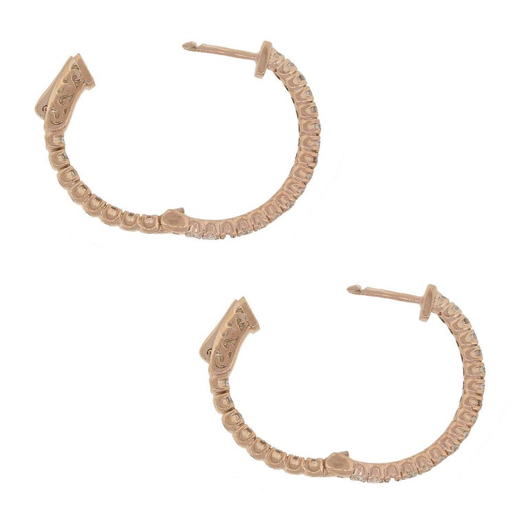 Round Diamond Inside Out Hoops For Sale at 1stDibs