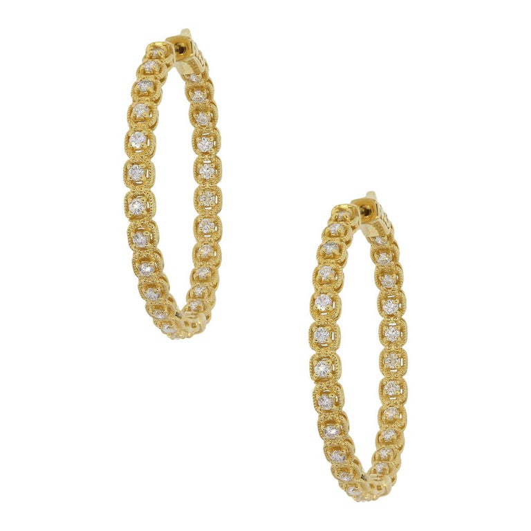 Round Diamond Inside Out Hoops For Sale at 1stDibs