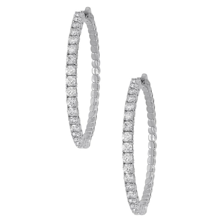 Round Diamond Inside Out Hoops For Sale at 1stDibs