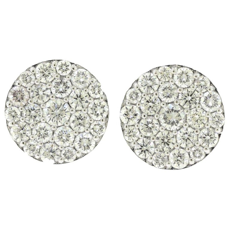 Round Diamond Large Circle Shaped White Gold Stud Earrings For Sale at ...