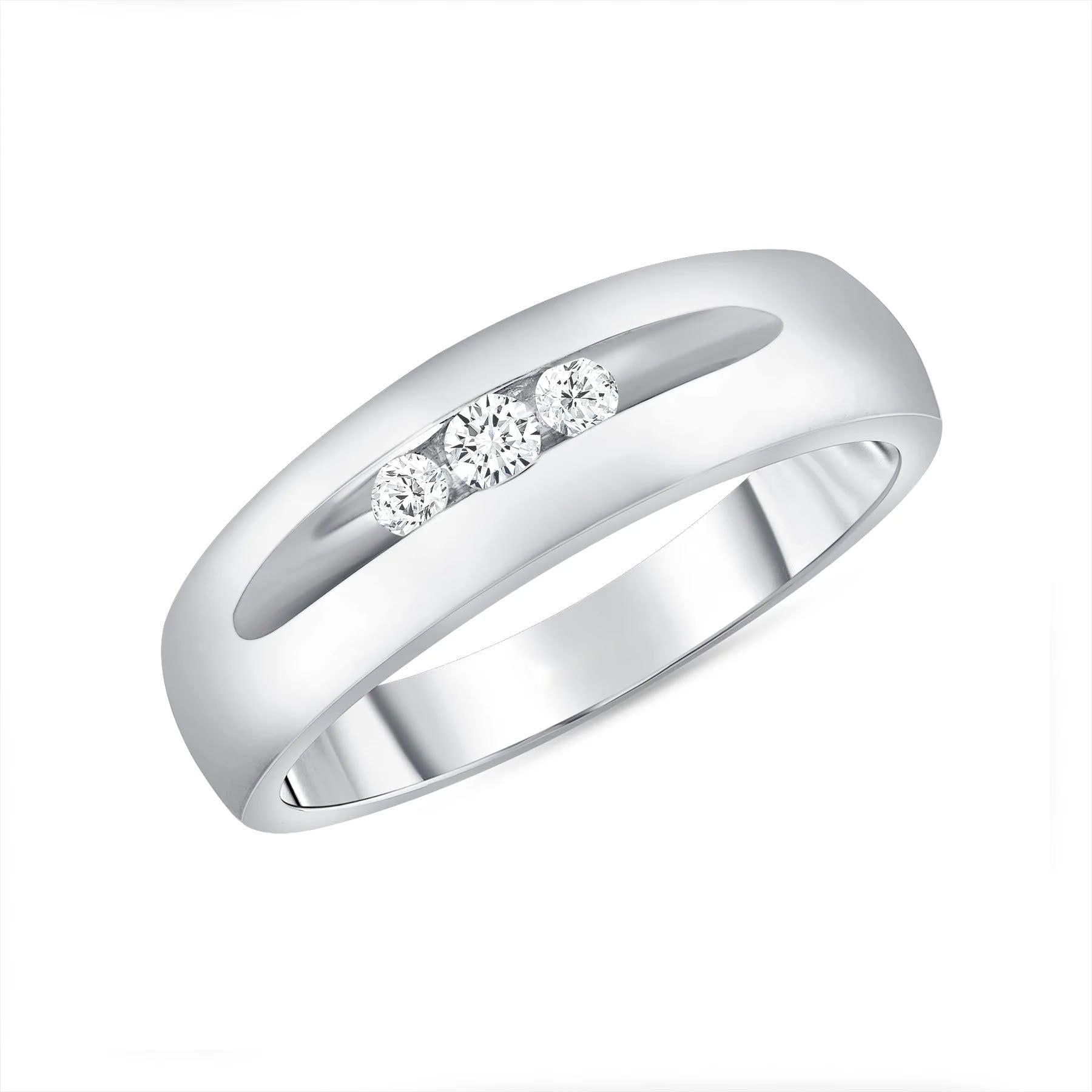 Customizable Round Diamond Men's Three Stone Ring For Sale at 1stDibs