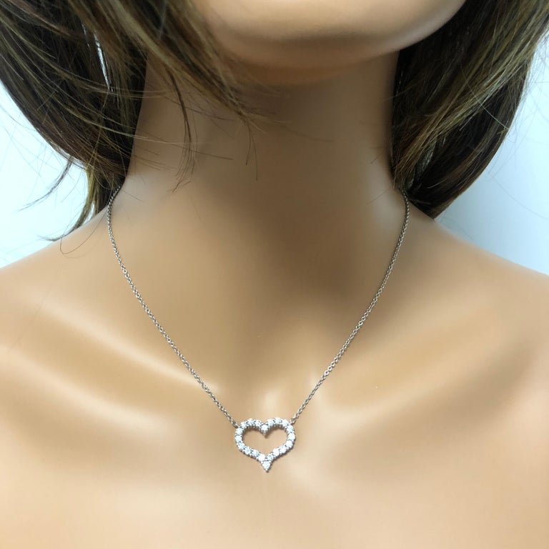 Round Diamond Open Heart Pendant Necklace at 1stDibs | diamond open ...