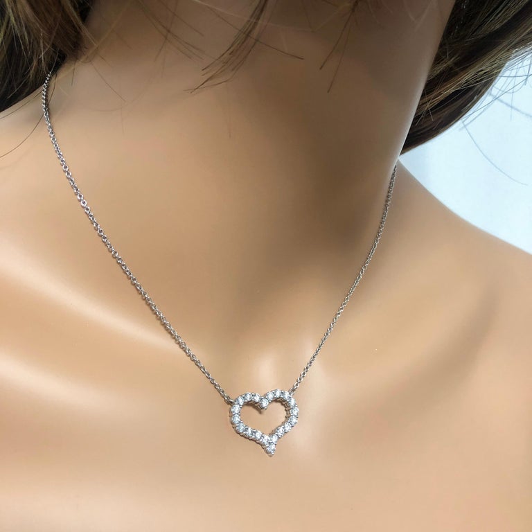 Round Diamond Open Heart Pendant Necklace at 1stDibs | diamond open ...