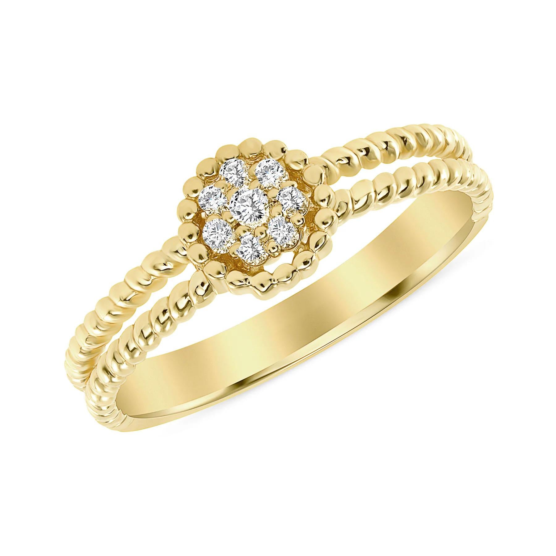 Customizable Round Diamond Pave Set Cluster Beaded Ring For Sale at 1stDibs