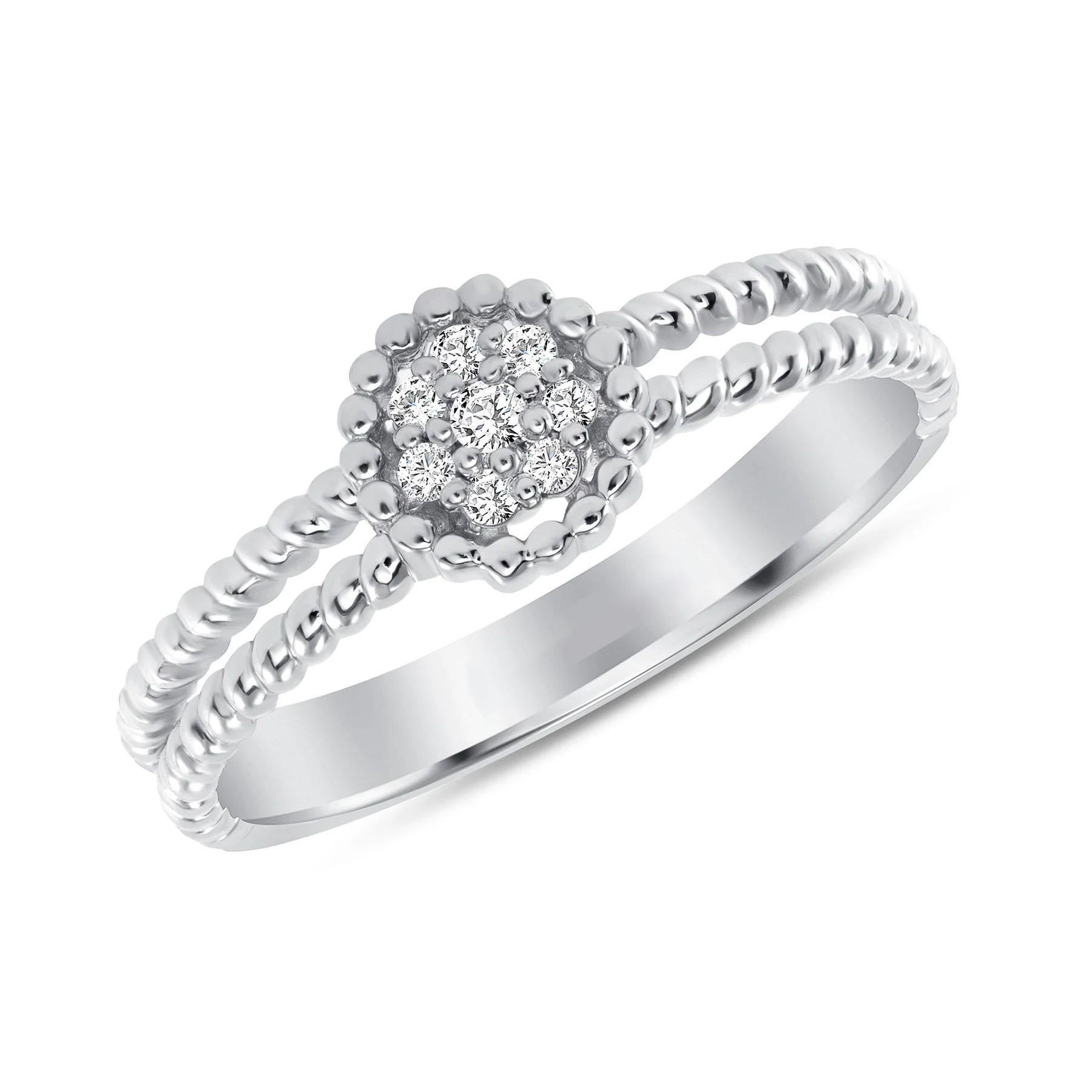 Customizable Round Diamond Pave Set Cluster Beaded Ring For Sale at 1stDibs