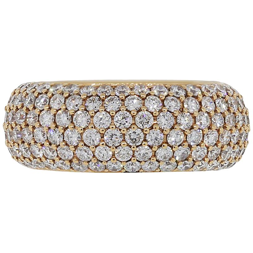 Pave Round Diamond Gold Ring at 1stDibs