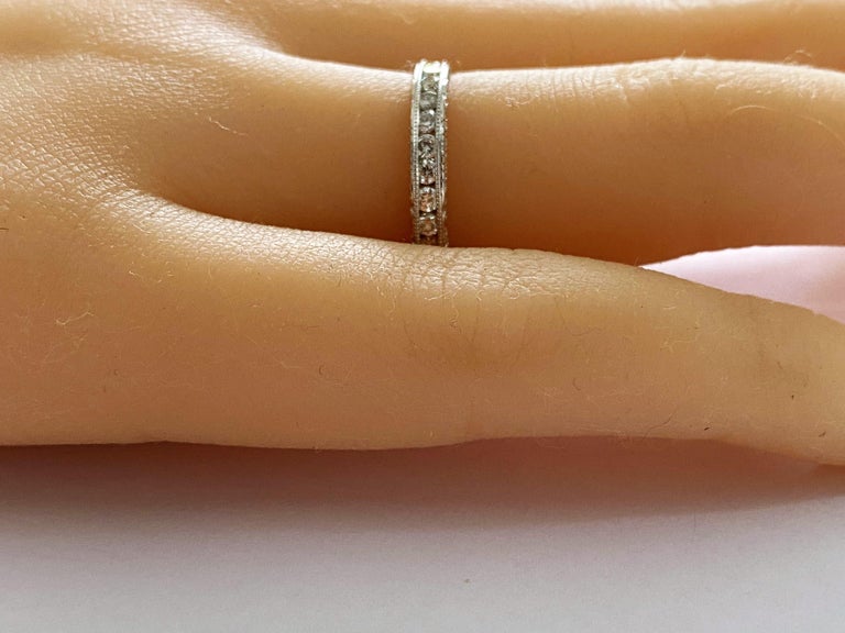 Round Diamond Platinum Eternity Band with Old Master Hand Engraving For ...