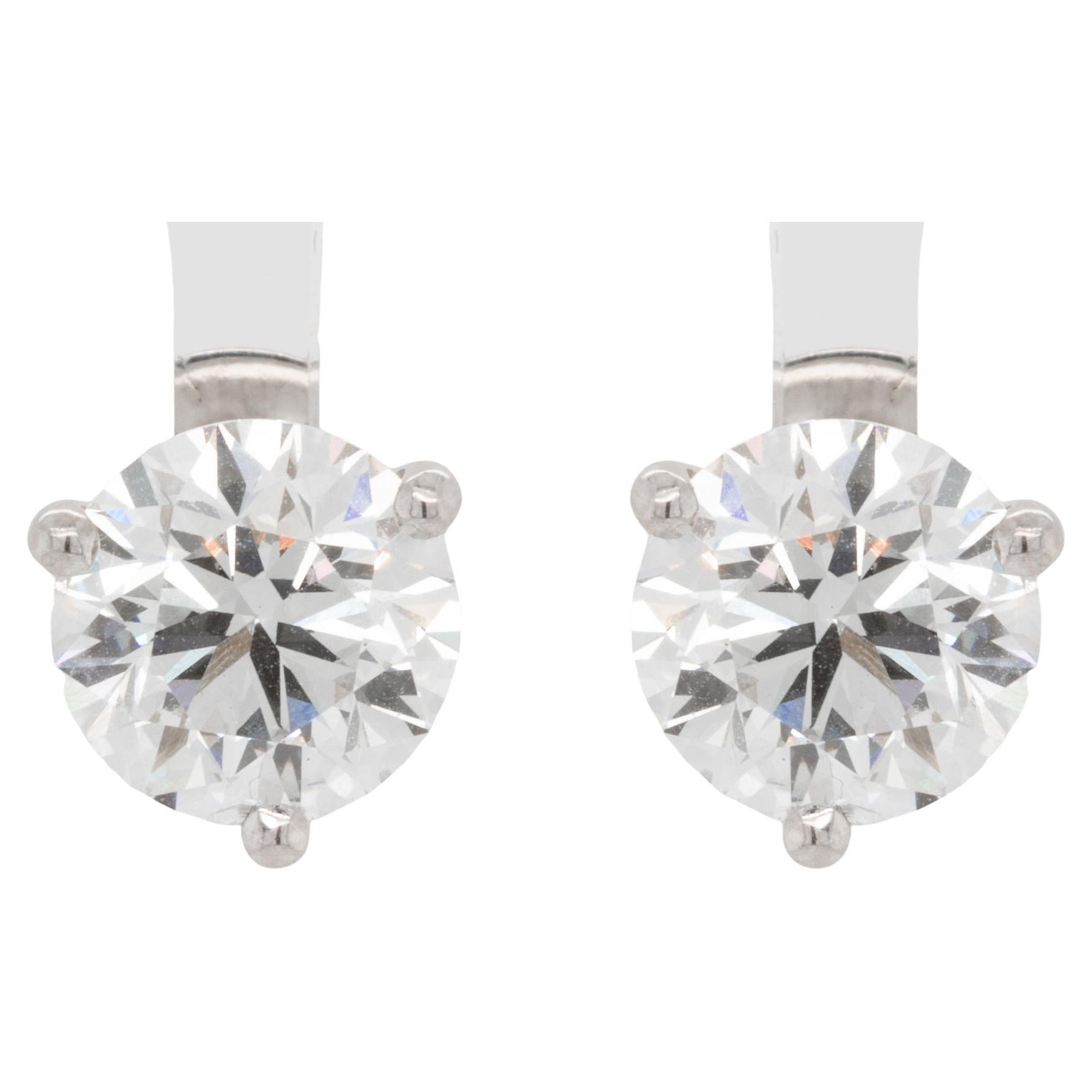 Diamond Stud Earrings 5 Carat Each 18K Gold For Sale at 1stDibs