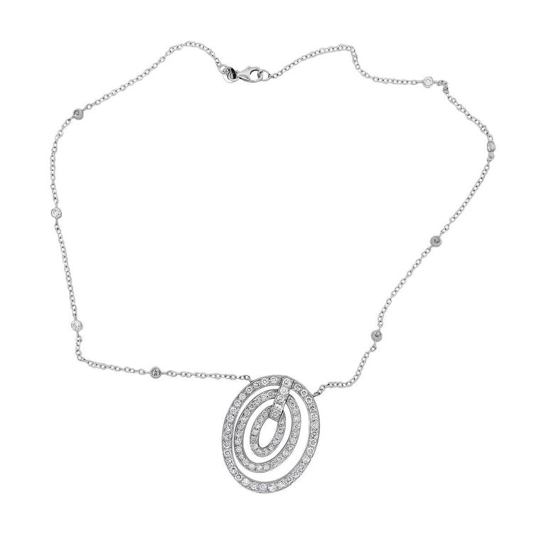 Round Diamond Triple Circle Pendant Necklace at 1stDibs