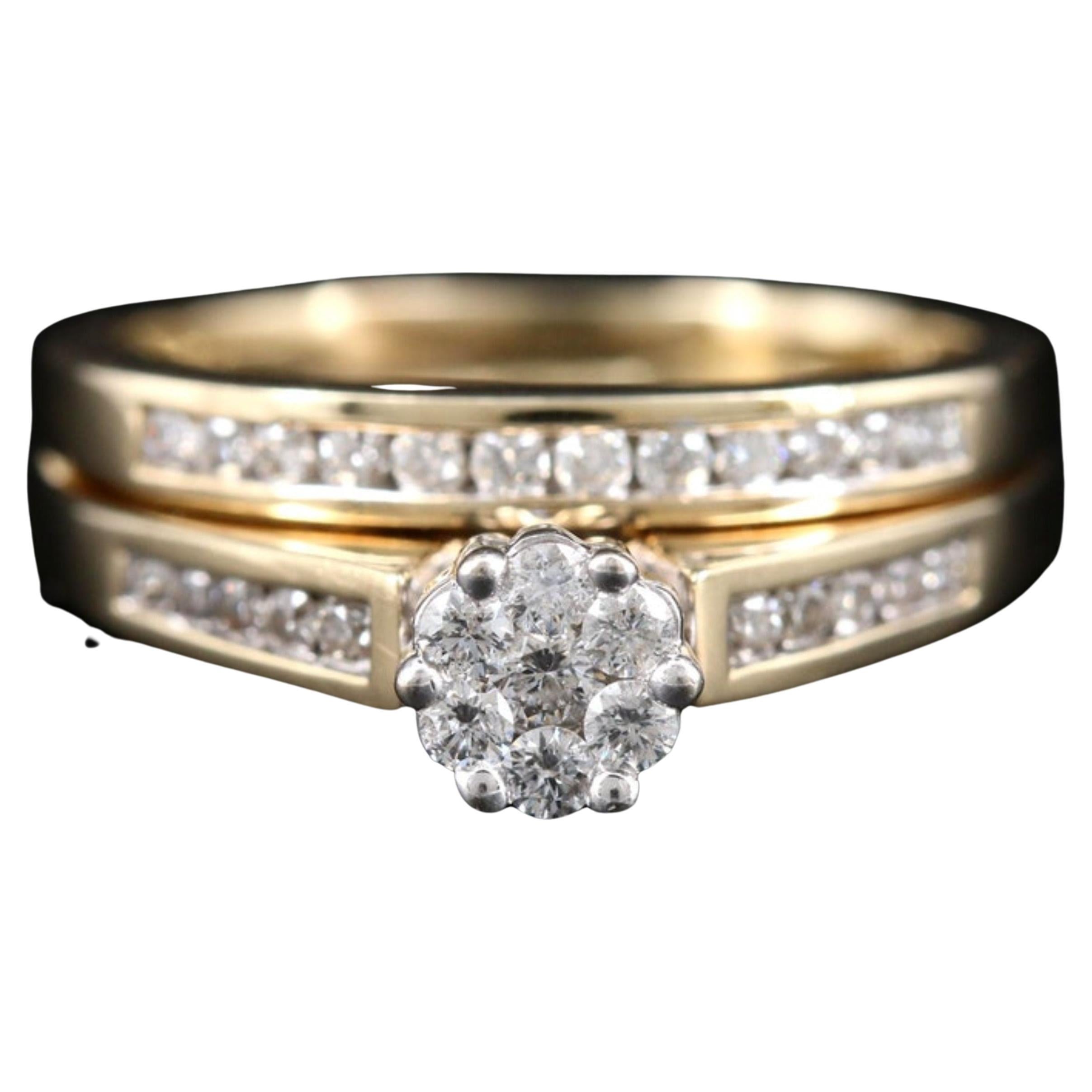 Customizable 18K Gold Classic Diamond Engagement Ring Set Bridal