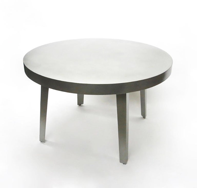 Round Dining / Center Table in Brushed Steel, NYC Circa 2005 For Sale ...