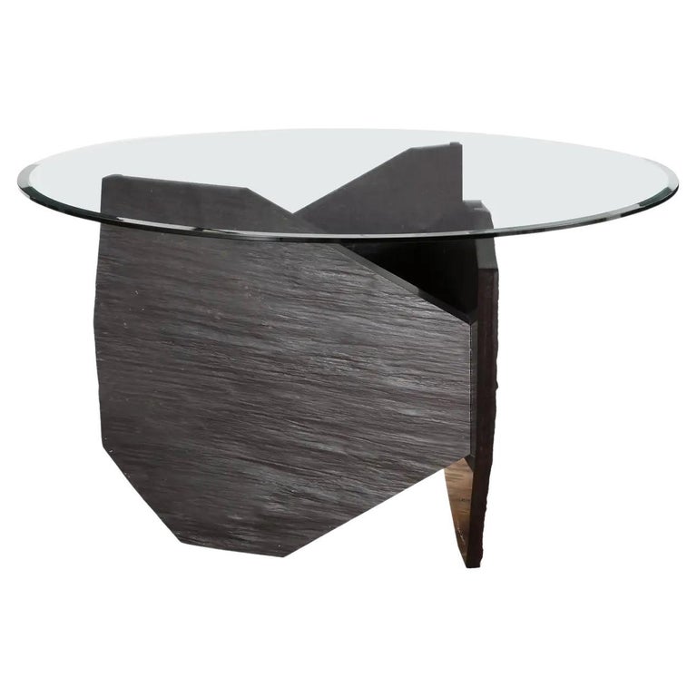 Round Dining Table 'Fragmenté' by Frédéric Saulou, Clear Top For Sale ...
