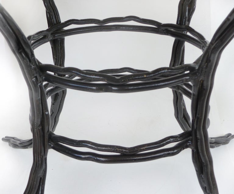 Round Dining Table, Hand Wrought Iron Base an Stone Composition Marble ...