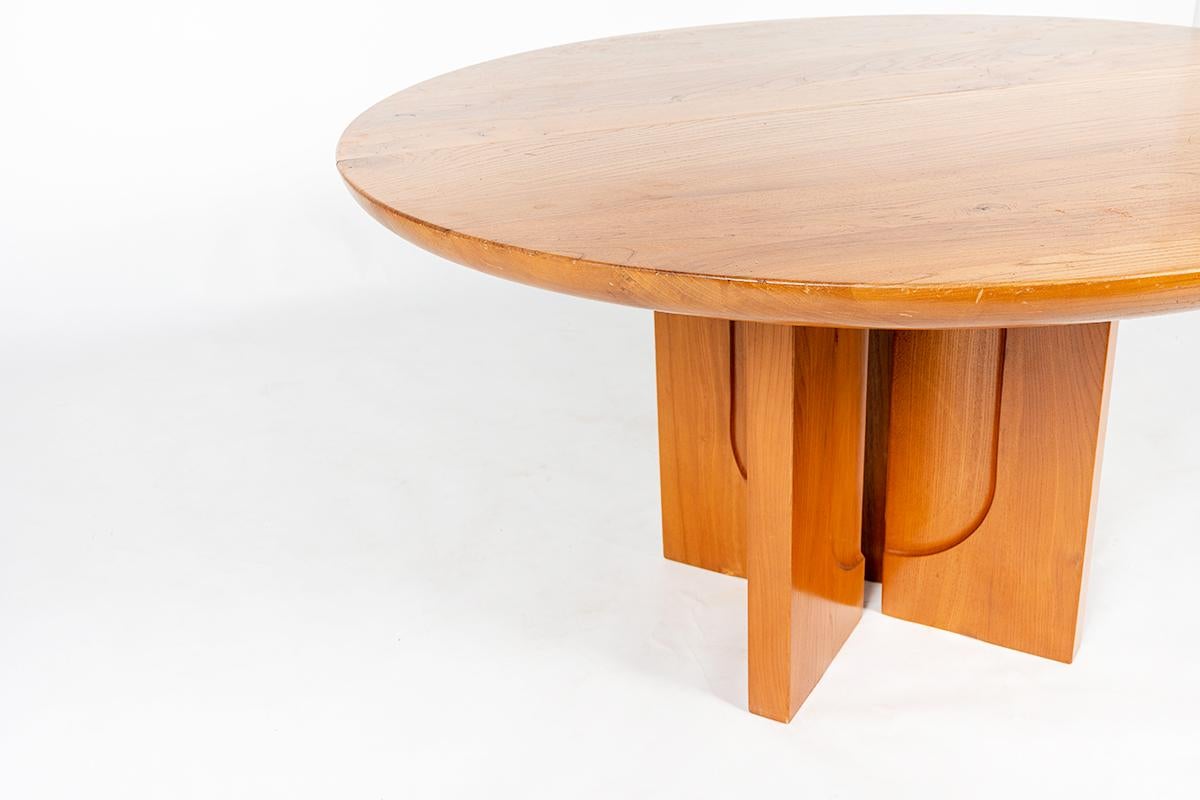 Round Dining Table in Elm by Luigi Gorgoni for Roche Bobois, 1980 For ...