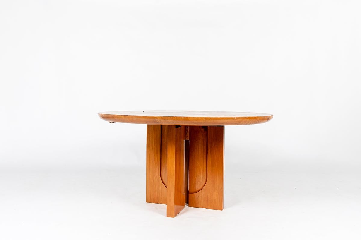 Round Dining Table in Elm by Luigi Gorgoni for Roche Bobois, 1980 For ...