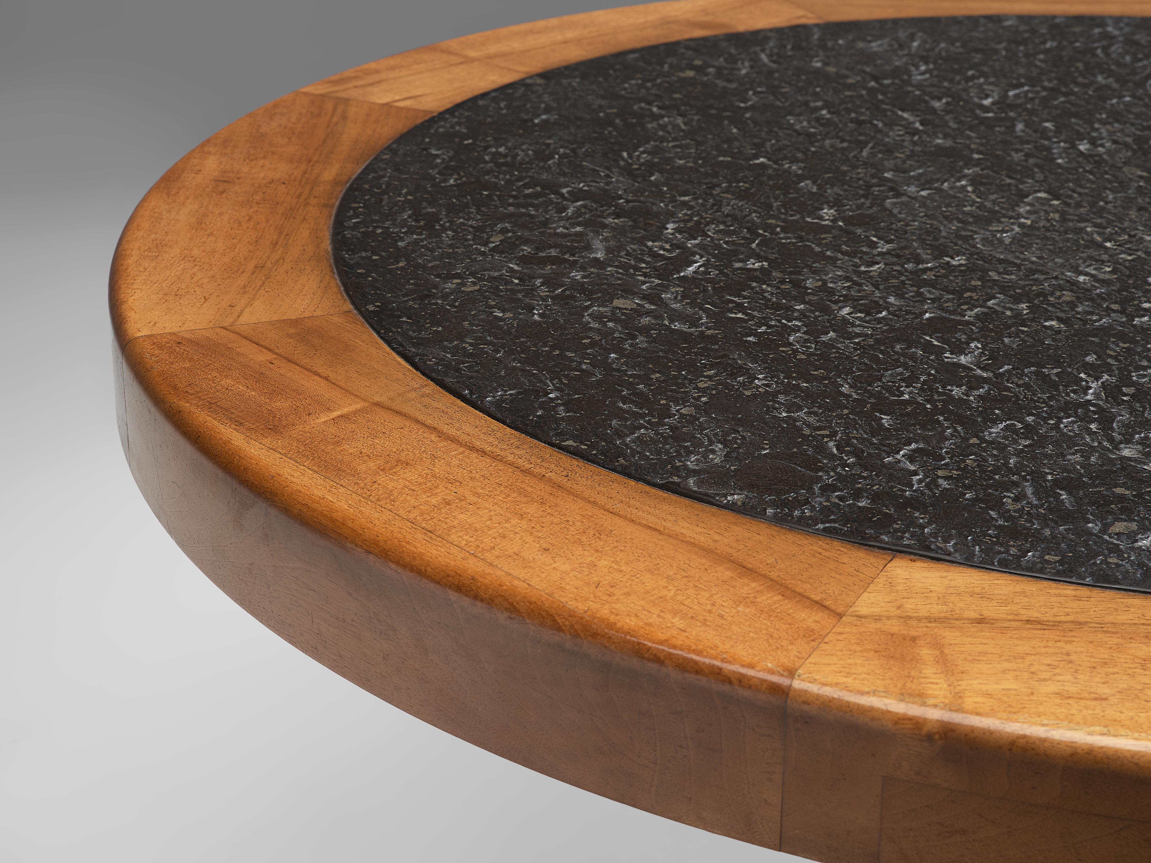 Round Dining Table in Solid Elm with Slate Inlay For Sale at 1stDibs ...