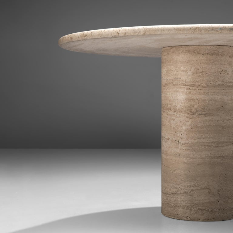 Round Dining Table in Travertine at 1stDibs