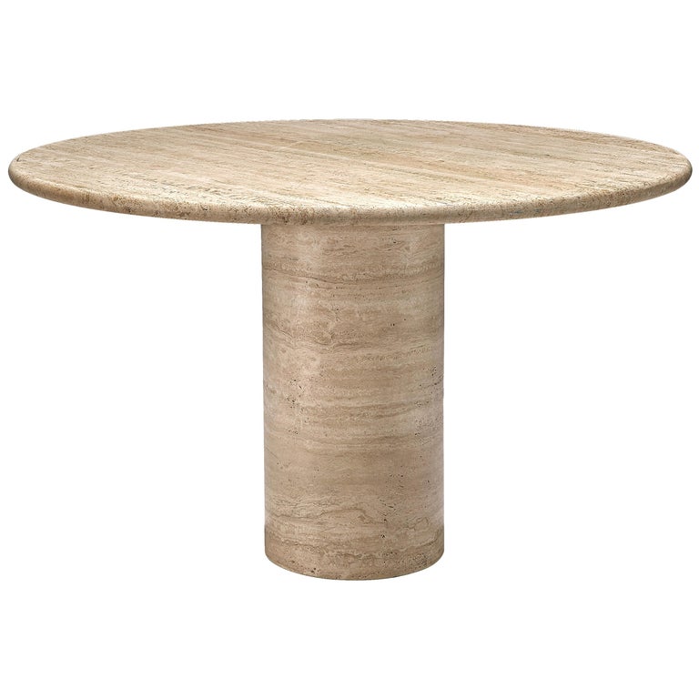 Round Dining Table in Travertine at 1stDibs
