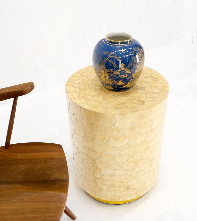 Round Drum Shape Decorative Abalone Mother of Pearl Inlay Side End ...