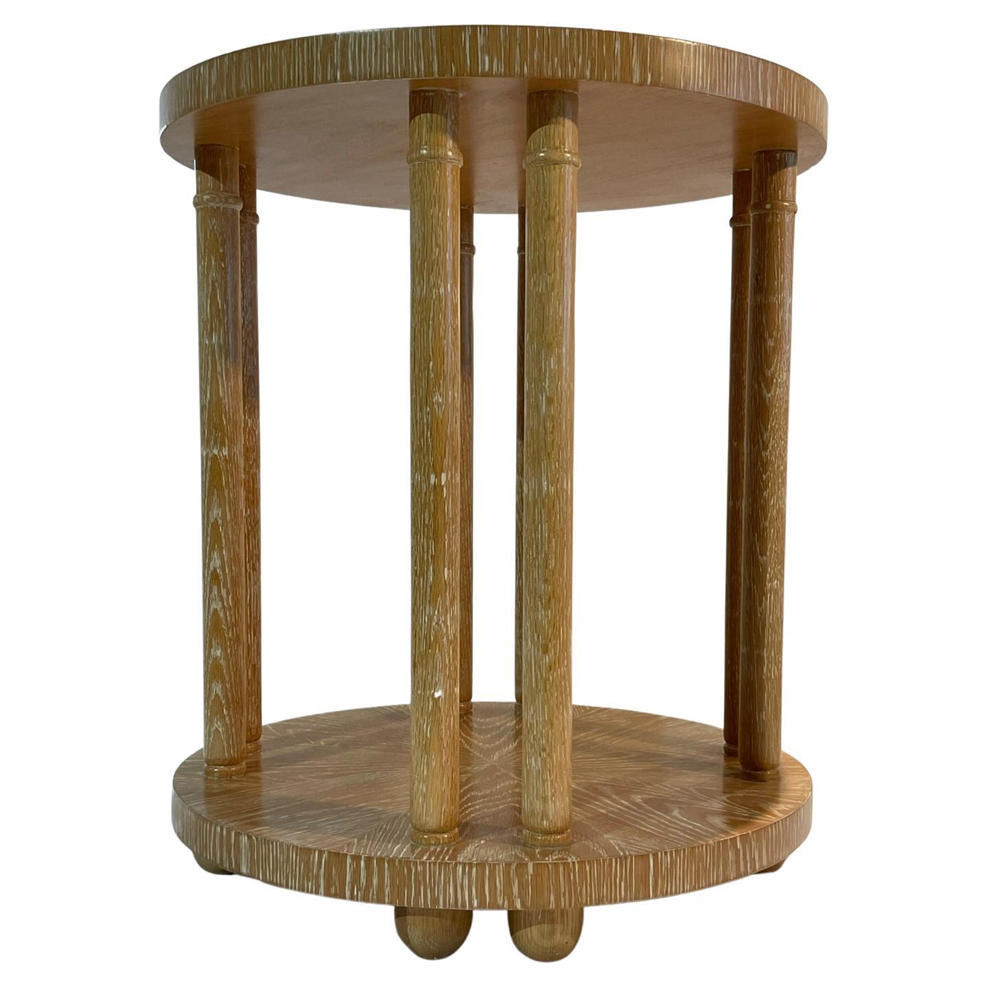 Antique French Round Oak Side Table with Bobbin Legs at 1stDibs