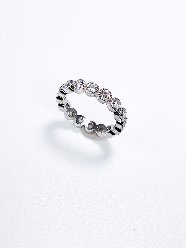 Round Eternity Ring Hand Engraved Made in Platinum 1ct For Sale at 1stDibs