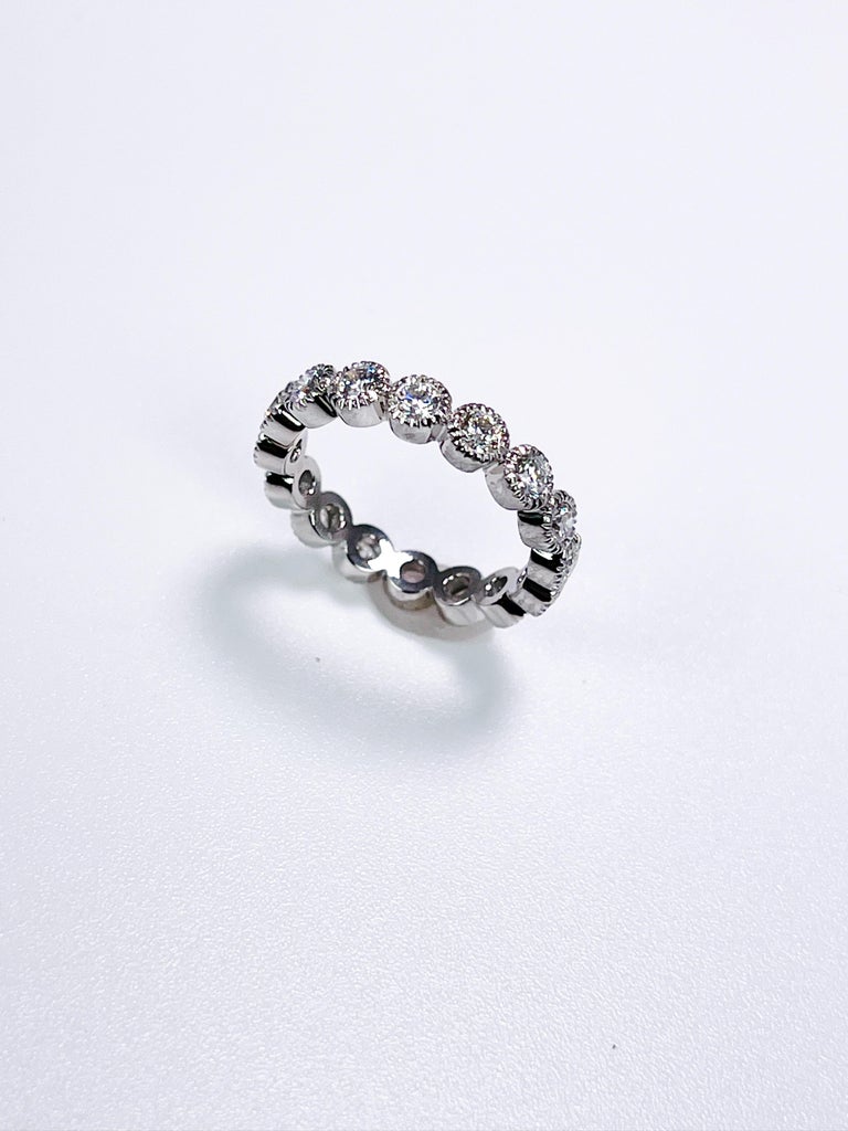 Round Eternity Ring Hand Engraved Made in Platinum 1ct For Sale at 1stDibs