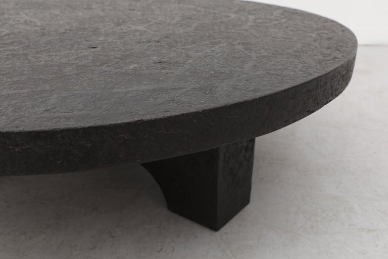 Round Faux Lava Stone Coffee Table with Arched Base at 1stDibs
