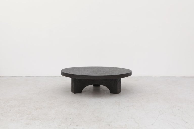Round Faux Lava Stone Coffee Table with Arched Base at 1stDibs
