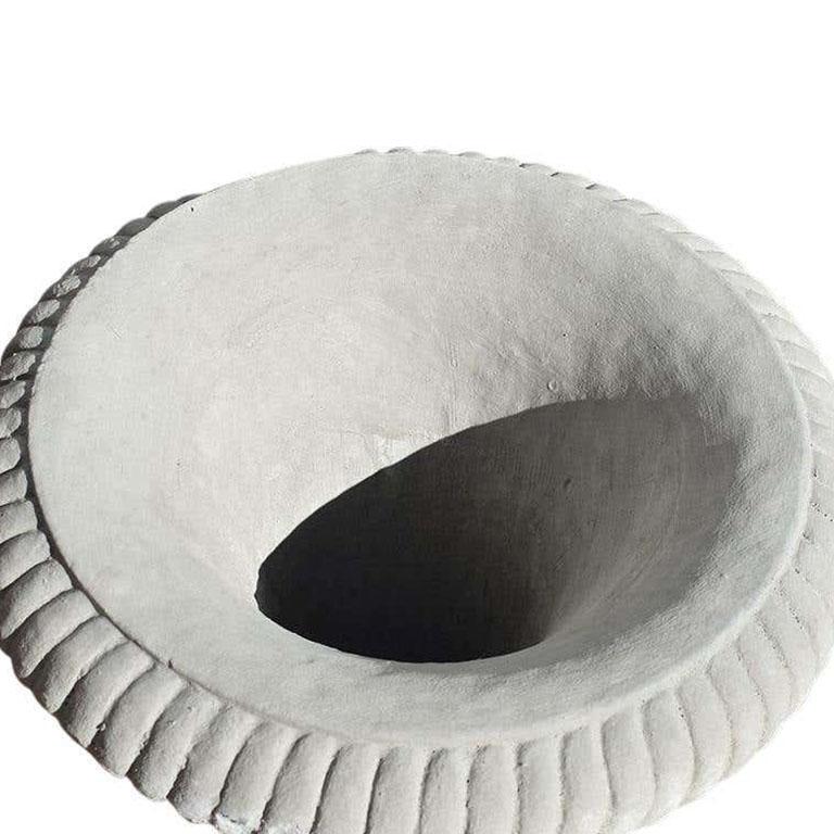 Round Fluted Concrete Basket Weave Garden Planters, a Pair For Sale at ...