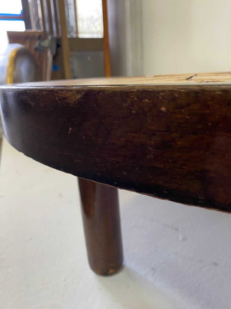 Round French Tiled Coffee Table by Raymonde Leduc, Vallauris at 1stDibs