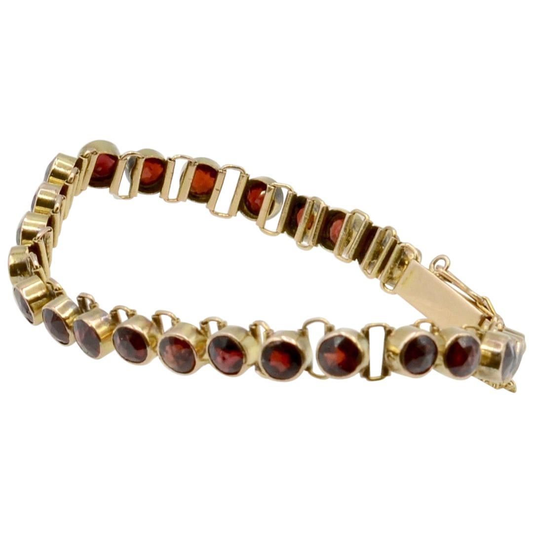 Lucien Piccard 1955 14K Gold Forever Bracelet Rare Vintage Garnet and ...