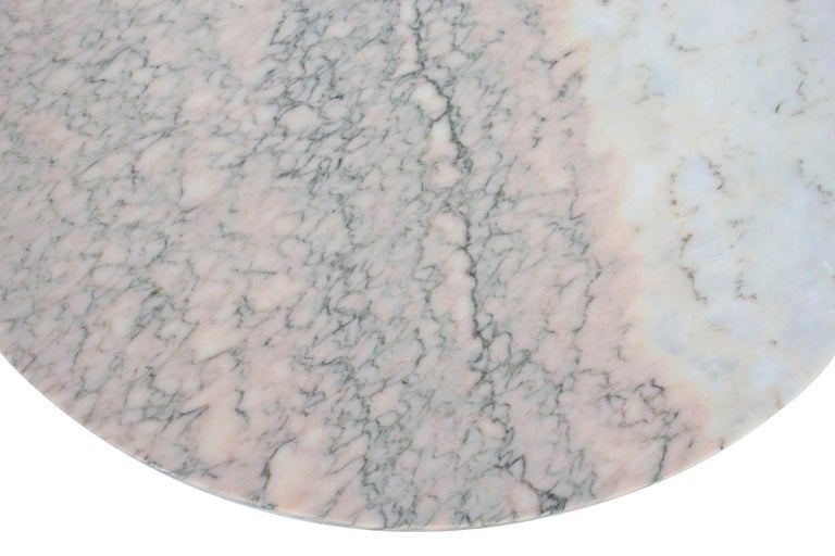 Round Gilt Cocktail Table with Pink Marble Top at 1stDibs